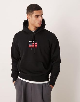 Polo Ralph Lauren Team USA - Unisex-Kapuzenpullover in Schwarz mit Logo auf der Brust