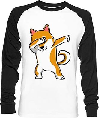 Vendax Tamponnant Shiba Inu Marrant Unisex Baseball T-Shirt à Manches Longues Homme Femme Blanc Noir