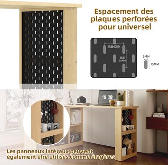 tidyard Gecheer Multifunktionaler B&uuml;rotisch, Sechsfach-Lagerschrank Ablage, breite Dicke Schreibtischplatte, Lochplatte Ablage, super belastbar, ver&auml;nderbare 