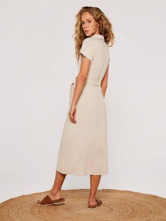 Apricot Midikleid Vintage-Knopfkleid (mit G&uuml;rtel) mit G&uuml;rtel