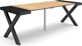 Skraut Home | Ausziehbarertisch | Multifunktionaler ausziehbarer | 220 | Für 10 Gäste | Massivholz Beine | Moderner Stil | Eiche Schwarz