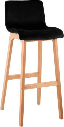 Clp Barhocker mit Lehne Hover, Barstuhl Holz Natura gepolstert mit Samtbezug, Tresenstuhl 77cm Sitzh&ouml;he, Farbe:schwarz