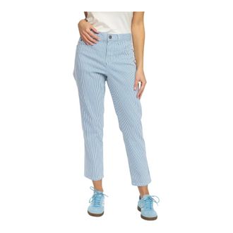 2-Biz Blaue Gestreifte Cropped Hose - - Trousers - Damen - Blau - 2XL