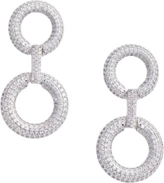 Self Portrait Femme, Accessoires, Gris, Taille: ONE Size Boucles dOreilles &agrave; Deux Niveaux en Cristal - Argent