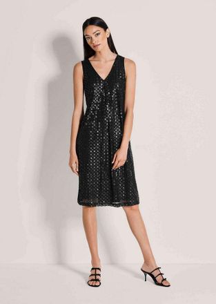 Madeleine Midikleid Partykleid mit V-Ausschnitt &Auml;rmelloses Sommerkleid mit breiten Tr&auml;gern und Kniel&auml;nge