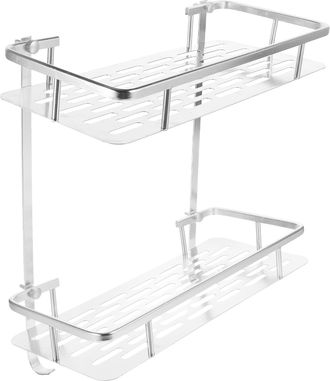 Aboofan Wandmontiertes Aluminium Badregal Doppellagig mit L&uuml;ftungsdesign Rostfrei Stabile Aufbewahrung f&uuml;r Toilettenartikel und K&uuml;chenutensilien Platzsparend 