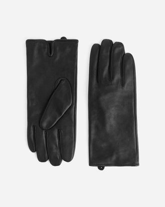 Arket Gef&uuml;tterte Lederhandschuhe -Schwarz