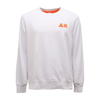 Sun 68 Homme, Sweatshirts et sweats &agrave; capuche, Blanc, Taille: M F34115 31 Round Fluo Cotton Fleece SweaT-shirt