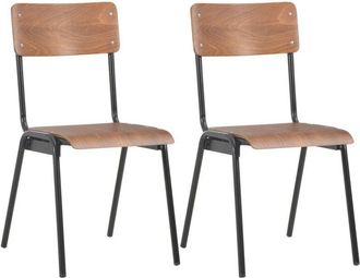 Les Tendances Chaise bois clair et pieds m&eacute;tal noir Kaem - Lot de 2