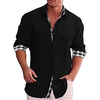 Generic Chemise &agrave; carreaux &agrave; manches longues pour homme, chemise boutonn&eacute;e &agrave; carreaux pour homme, chemises tendance, chemises polyvalentes et l&eacute;g&egrave;res, d&eacute;contr