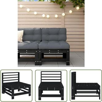 vidaXL The Living Store - Garten-Mittelsofa Schwarz Massivholz Kiefer - Gartenm&ouml;bel - Holz Gartenm&ouml;bel - Kieferngartenm&ouml;bel - Outdoor M&ouml;bel - Lounge Set