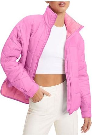 Generic Vestes dautomne et dhiver pour femme, couleur unie, fermeture &eacute;clair, v&ecirc;tements dext&eacute;rieur d&eacute;contract&eacute;s 2026, Rouge, XXL