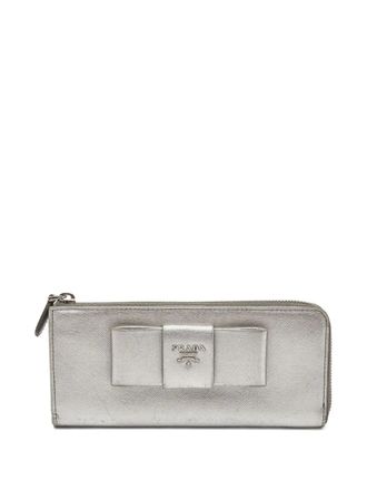 Prada portefeuille Bow en cuir - Gris