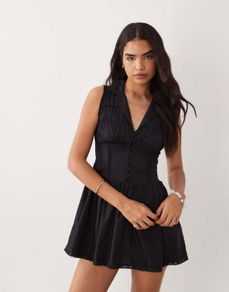 Cotton On Zoey - Mini-Hemdkleid in Schwarz