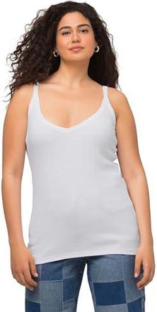 Ulla Popken Haut C&ocirc;tel&eacute;, Slim, Col en V, sans Manches, Bretelles &Eacute;troites Top, Blanc Neige, 52-54 Femme