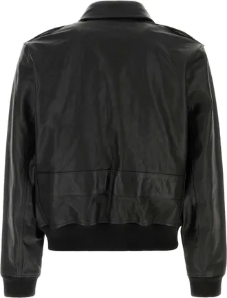 A.P.C. Mens Black Leather Gael Jacket Noir Giubbini