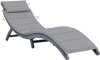 vidaXL Sonnenliege mit Auflage Grau Massivholz Akazie vidaXL