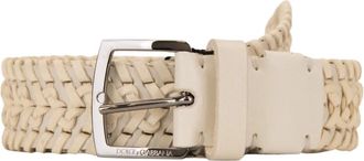 Dolce & Gabbana Femme, Accessoires, Beige, Taille: 95 CM Woven Leather Belt