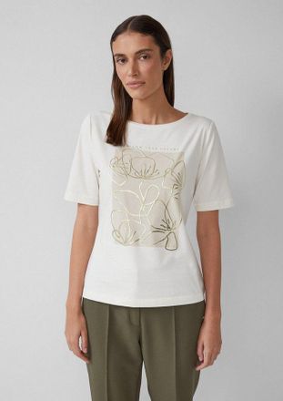 s.Oliver Kurzarmshirt T-Shirt T-Shirt mit Metallic-Frontprint