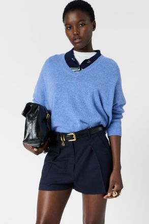 Gerard Darel Pull ample &agrave; col V en cachemire - LENAE - Pervenche