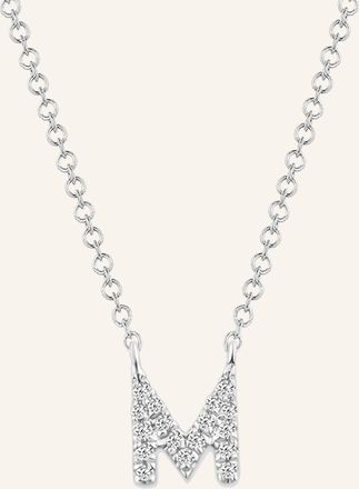 Leaf Initialien Halskette M Aus 14 Karat Weißgold Mit Diamanten silber