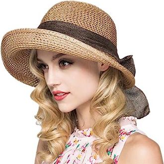 Generic Cocila Chapeau De Soleil Plage Bowknot pour Femmes PêCheur Pliable -Soleil DéTé Chapeaux Anniversaire (Khaki One Size) Masque De Ski A Capuche Sherpa 