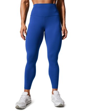CRZ YOGA Hugged Feeling Damen High Waist Sports Leggings Blickdicht Yoga Leggins Kompression Sporthose mit Tasche - 64cm Wellen Blau 42