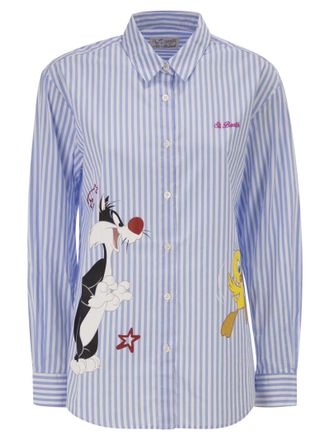 MC2 Saint Barth Brigitte - Chemise ray&eacute;e en coton &agrave; imprim&eacute; Looney Tunes