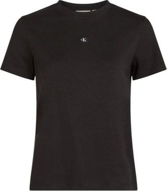 Calvin Klein Jeans Femme, Tops, Noir, Taille: 40 FR Woven Label Regular Tee