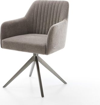 DELIFE Drehstuhl Greg-Flex Strukturstoff Soft Taupe Kreuzgestell breit Graphit 360&deg; drehbar Wippfunktion Taschenfederkern, Esszimmerst&uuml;hle