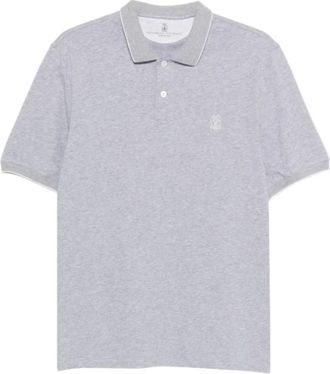 Brunello Cucinelli Homme, Tops, Gris, Taille: 2XL Polo en Piqu&eacute; de Coton