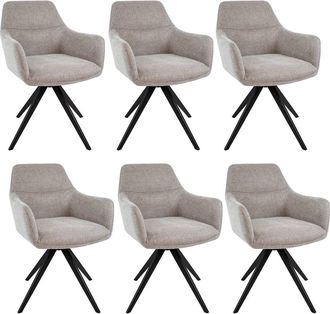 Kick Collection 6er Set Esszimmerst&uuml;hl Tom Texture - Taupe - Modern und Hochwertig - Strukturierter Stoff - Erh&auml;ltlich in vielen Farben