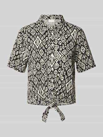 Ichi Regular Fit Bluse aus Leinen-Viskose-Mix mit Knotendetail