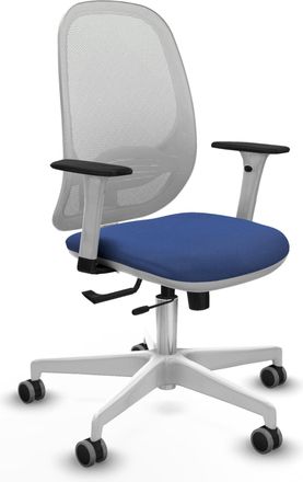 Piqueras y Crespo Schreibtischstuhl in Marineblau mit 1D-Armen, h&ouml;henverstellbare Lendenwirbelst&uuml;tze, ausgestattet mit Syncro/Traslack und Schneideschaum, Wei&szlig;/Marinebl