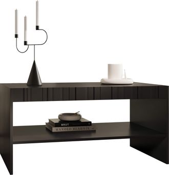 Mirjan24 Couchtisch Intori, Kaffeetisch mit offenem Fach, Sofatisch, Wohnzimmertisch, Praktischer Teetisch (Schwarz)