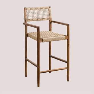 Sklum Tabouret de Jardin Haut en Bois de Teck 65 cm Orebro SKLUM