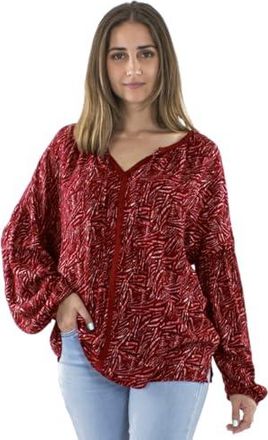 Coline Blouse Manches Longues imprim&eacute; Original - Couleur : Bordeaux - Taille : S/M