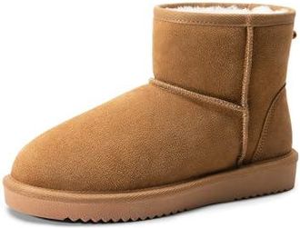 Dream Pairs Bottes Femme Hiver Chaudes en Daim Véritable Confortables Antidérapantes avec Semelle Mémoire et Doublure en Fausse Fourrure pour Ville et Quotidien,S