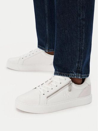 Calvin Klein Sneakers Classic Cup Laceup Zip Lth YM0YM01437 Wei&szlig;