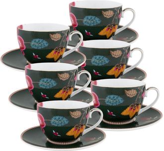 Pip Studio Fantasy Green Tasse mit Untertasse 280ml Set6