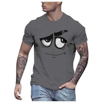 Generico T-shirt d&eacute;t&eacute; moderne &agrave; manches courtes pour homme avec imprim&eacute; T-shirt classique, gris, XXXL