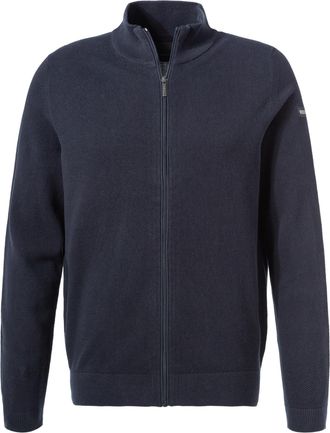 Bugatti Herren Pullover blau unifarben