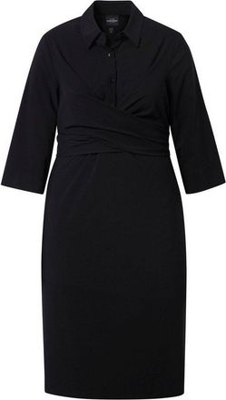 Ulla Popken Maxikleid Midikleid Wickeloptik A-Linie Hemdkragen 3/4-Arm