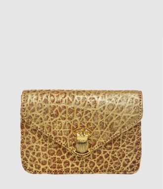 CLARIS VIROT Porte-cartes Alex Cuir Bubble Doré Antique