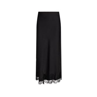 Object Jupe satin&eacute;e &agrave; bord en dentelle