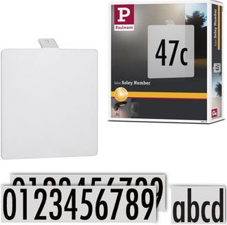 Paulmann 94253 Hausnummernschild f&uuml;r Outdoor Solar Wandleuchte Soley Zubeh&ouml;r Metall Wei&szlig;, 0 W