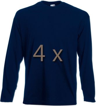 Fruit Of The Loom 4 T Shirt Longsleeve M L XL XXL Langarm Verschiedene Farbsets ausw&auml;hlbar (XXL, Navy)