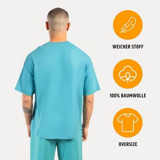 Smilodox T-Shirt Cedrik, Oversize Shirt aus 100% Baumwolle, Weiches Material, Modern Metallabel Baumwollshirt Kurzarmshirt moderne Details Freizeitshirt