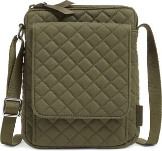 Vera Bradley Damen Mini-Hipster RFID-Schutz Umh&auml;ngetasche, Climbing Ivy Green-Recycelte Baumwolle
