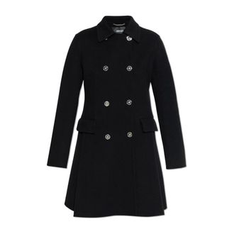 Versace Femme, Manteaux, Noir, Taille: 38 FR Manteau trap&egrave;ze en laine et cachemire